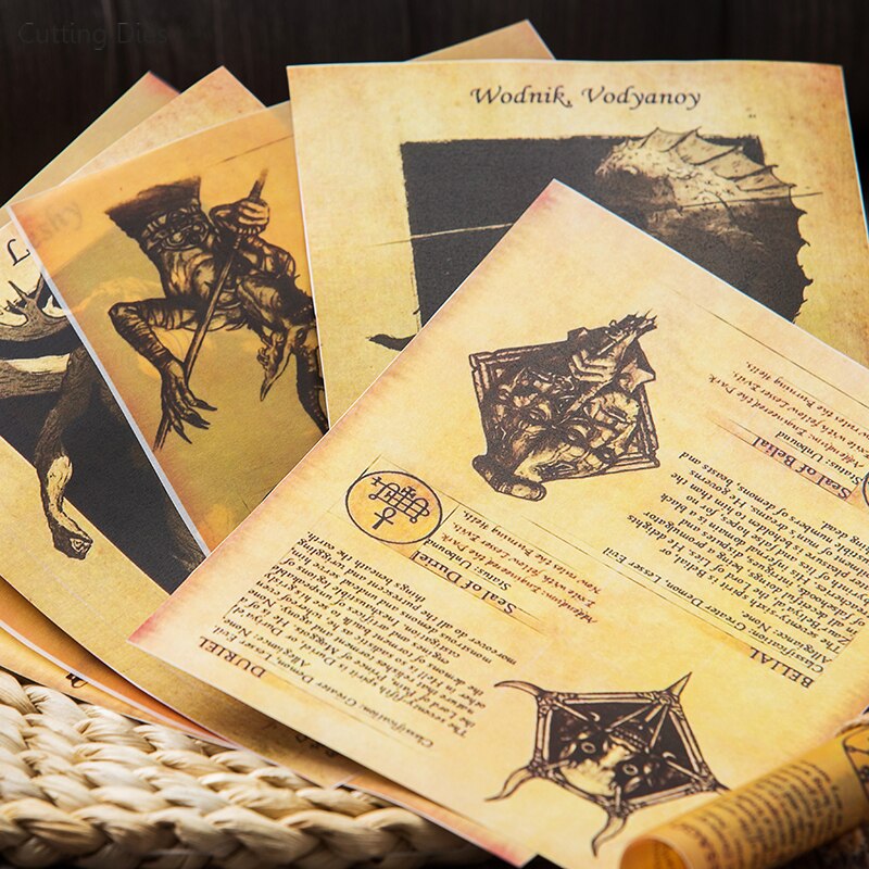 8 teile/los Altes Buch Seiten Monster Material Pap... – Vicedeal