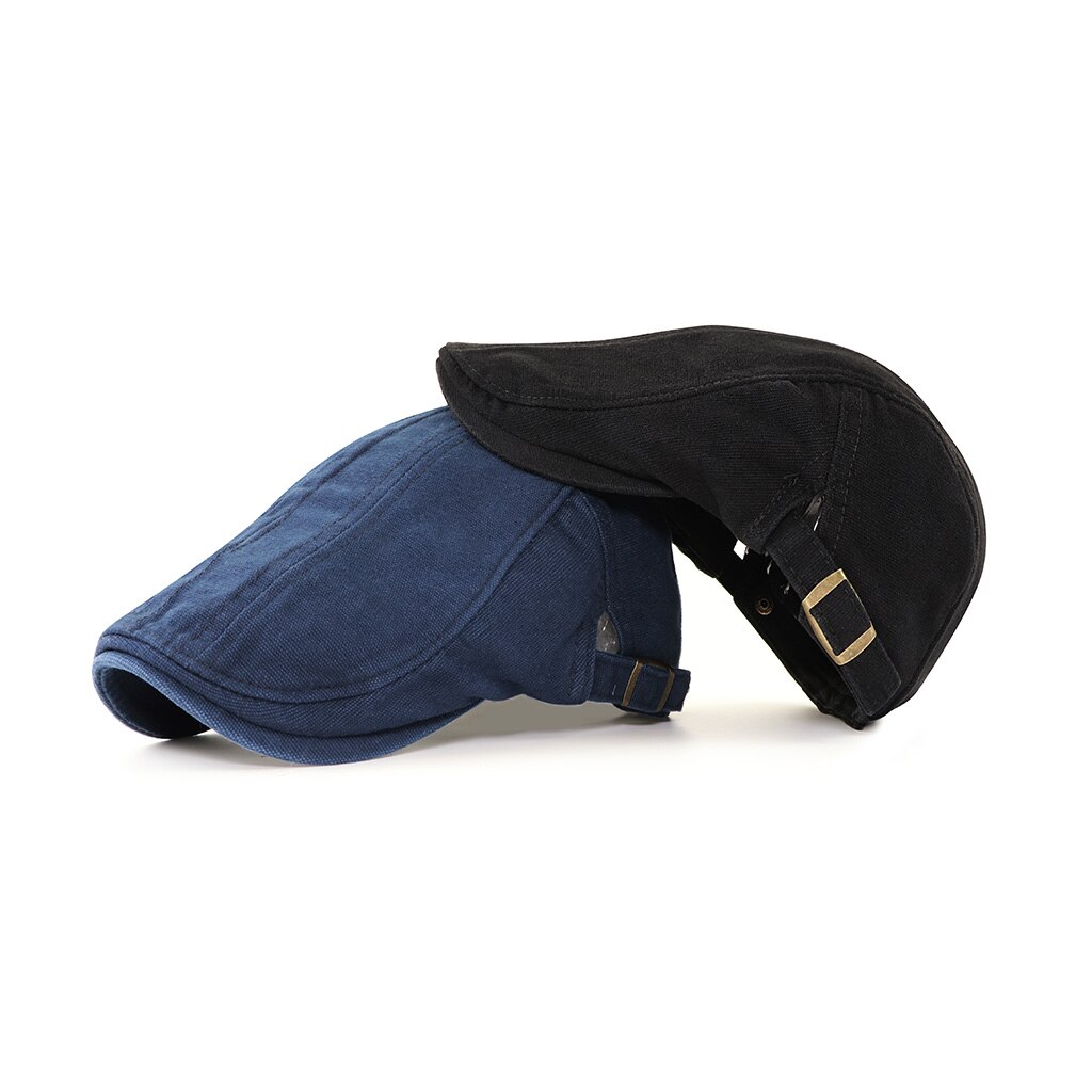 Washed Cotton Newsboy Cap For Men Solid Color Cabb... – Grandado