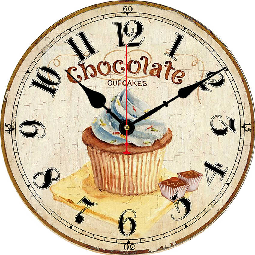 Wall Clock Chocolate Cupcake Clock Retro Vintage L... – Vicedeal