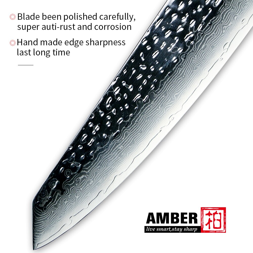 Amber 8Inch VG10 Core 67 Lagen Damascus Staal Prof... – Vicedeal
