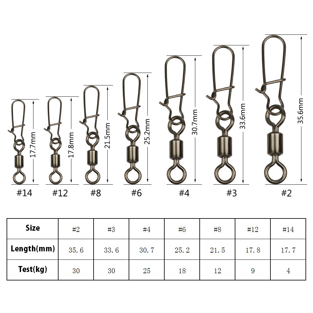 Goture 200 teile/los Rolling Swivel Mit Nizza Snap... – Vicedeal