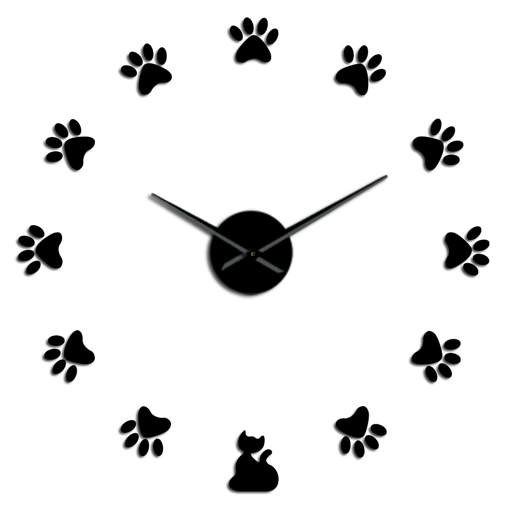 Kitten Voetafdrukken Diy Grote Wandklok Kat Poten ... – Grandado