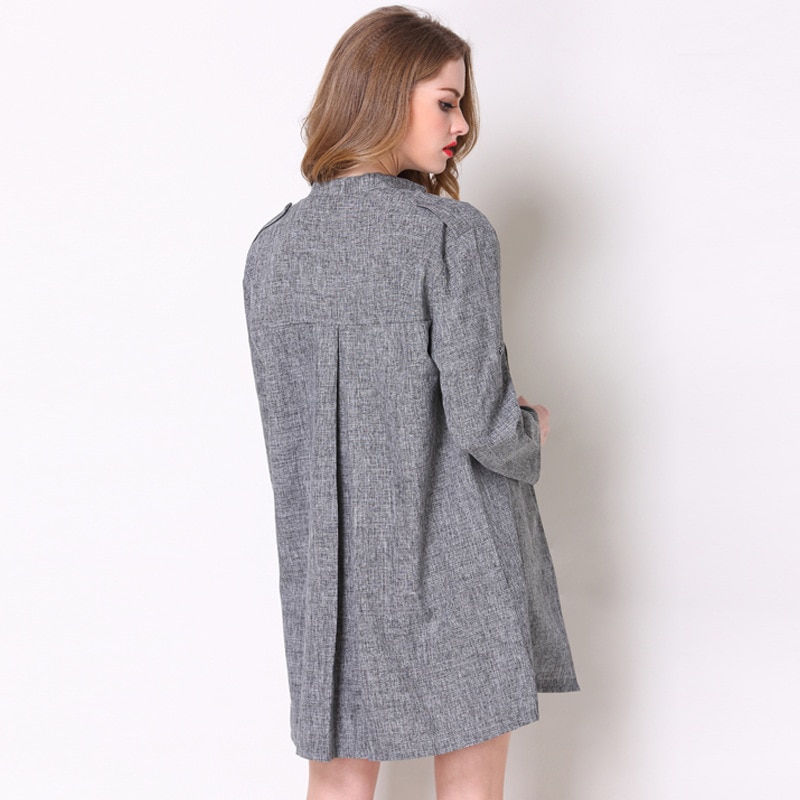 Long Trench Coat Female Gray Spring Coat Women Lon... – Grandado