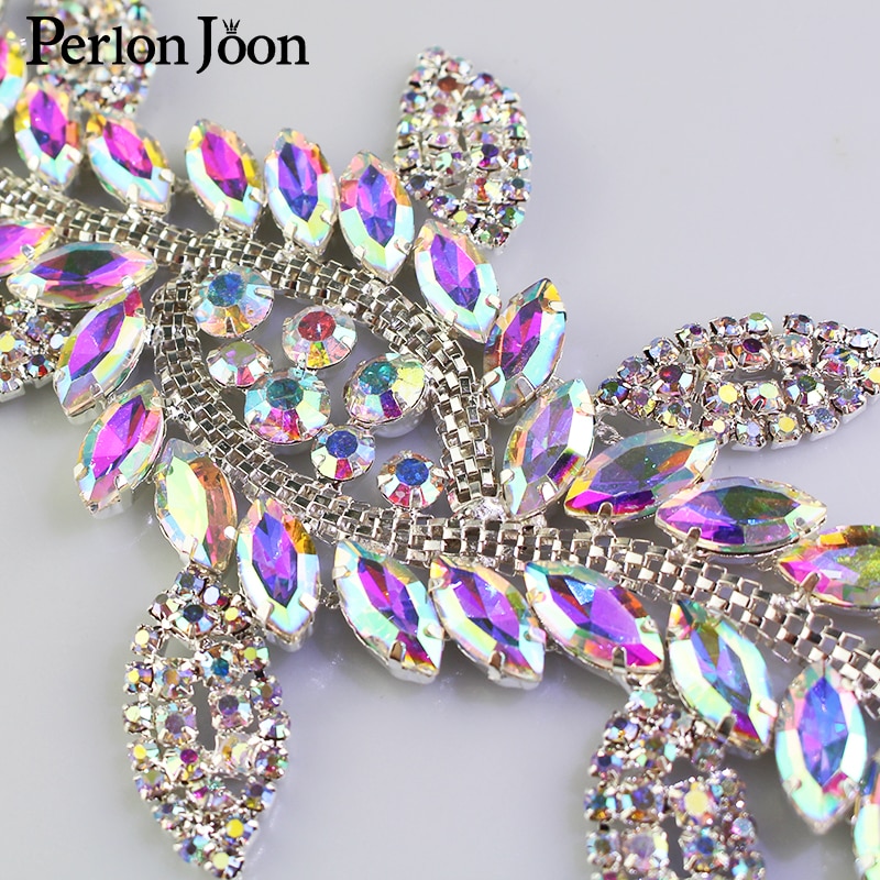 1pcs AB color crystal leaf long patch AB rhineston... – Grandado