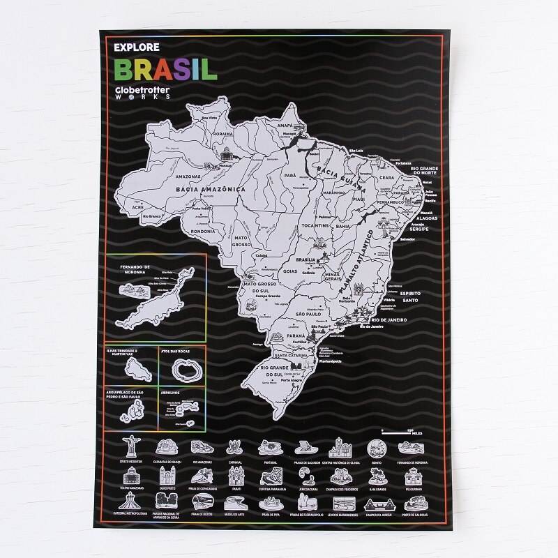 Joylive One Piece 41x29cm Scratch Map Of Brazil Go... – Vicedeal