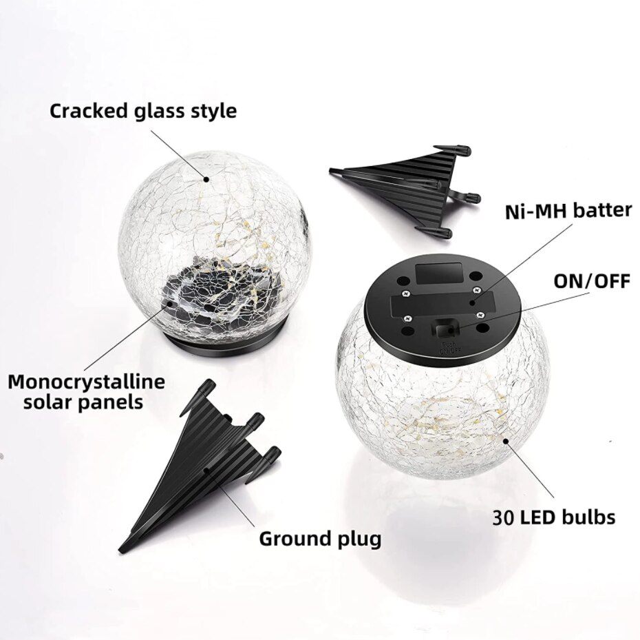 Tuin Solar Light Outdoor Gazon Lamp Glazen Bol Lam... – Vicedeal