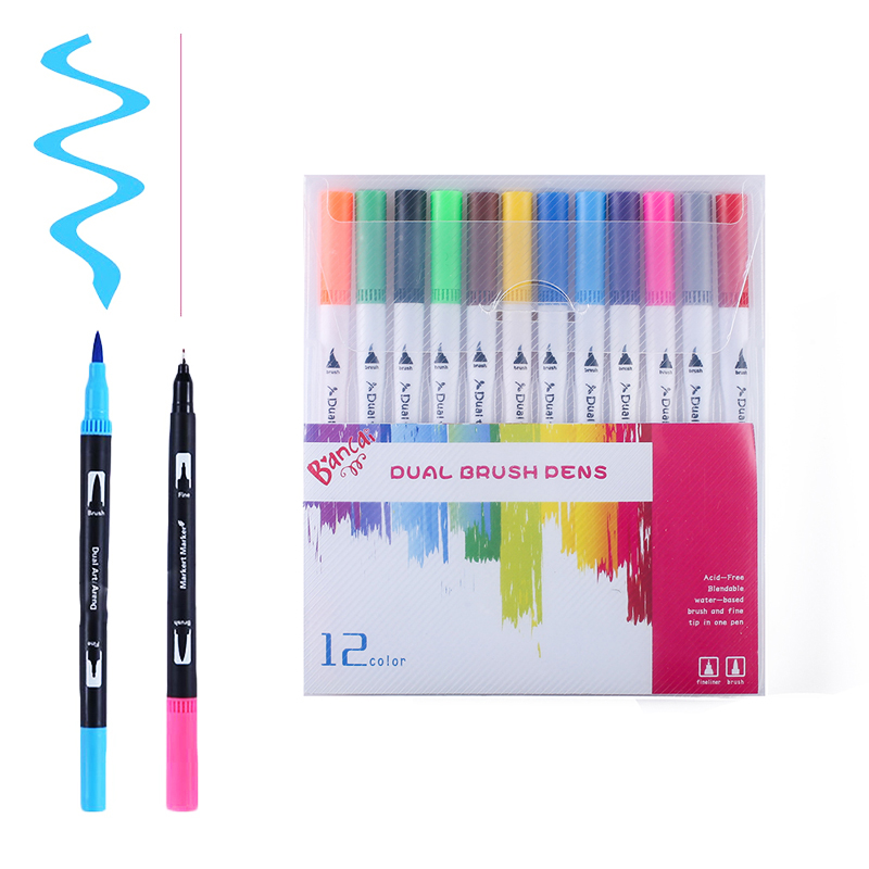 Dual Tip Brush Pens 100 Water Based Fineliner Draw... – Grandado