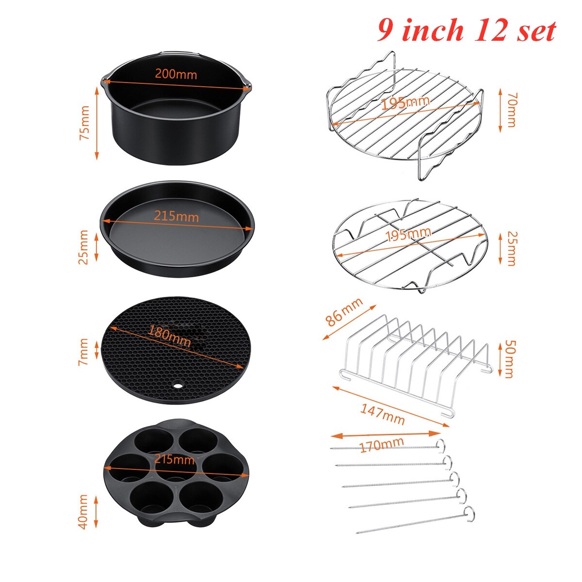 Air Fryer Accessories Set Baking Basket Pizza Plat... – Grandado