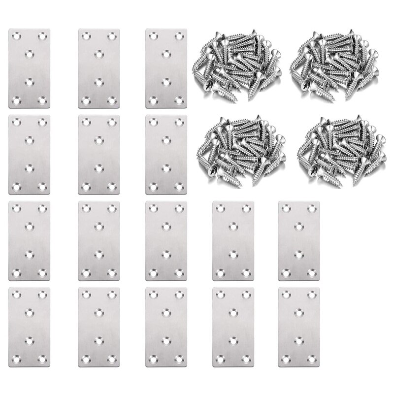 16Pcs Platte Beugel Rvs Rechte Vaststelling Repara... – Vicedeal