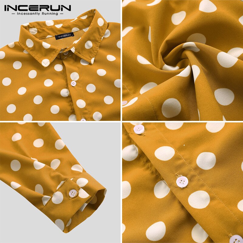 INCERUN Herbst Polka Dot Shirt Männer Langarm Tast... – Vicedeal