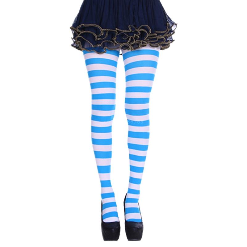 Women Rainbow Multicolor Striped Tights Opaque Sto... – Vicedeal