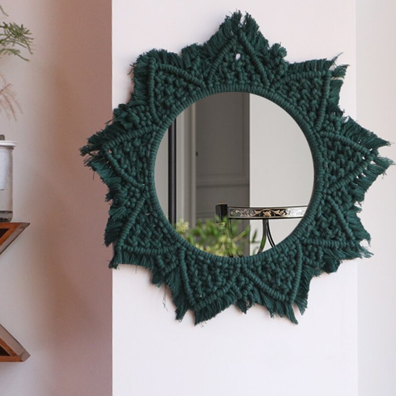 Round Decorative Wall Mirrors Bohemia Handmade Wov... – Grandado