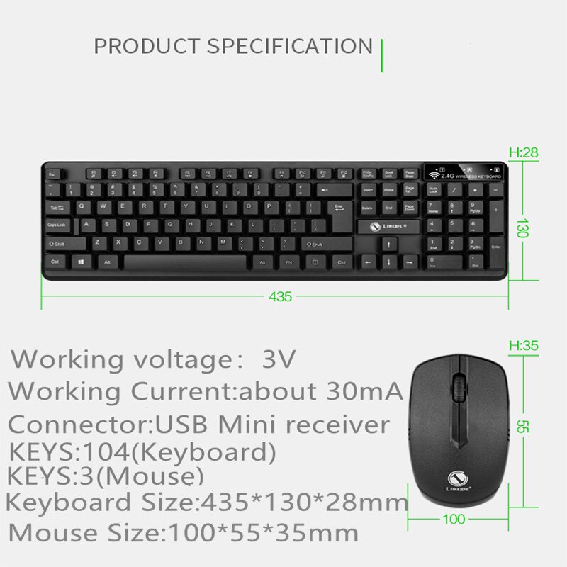 Windays Mouse Keyboard OfficeUSB Wireless Computer... – Vicedeal