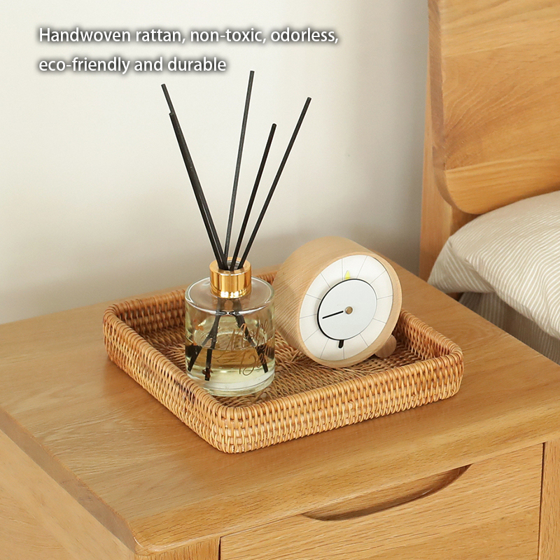 Handmade cane storage basket square wicker tray pi... – Grandado