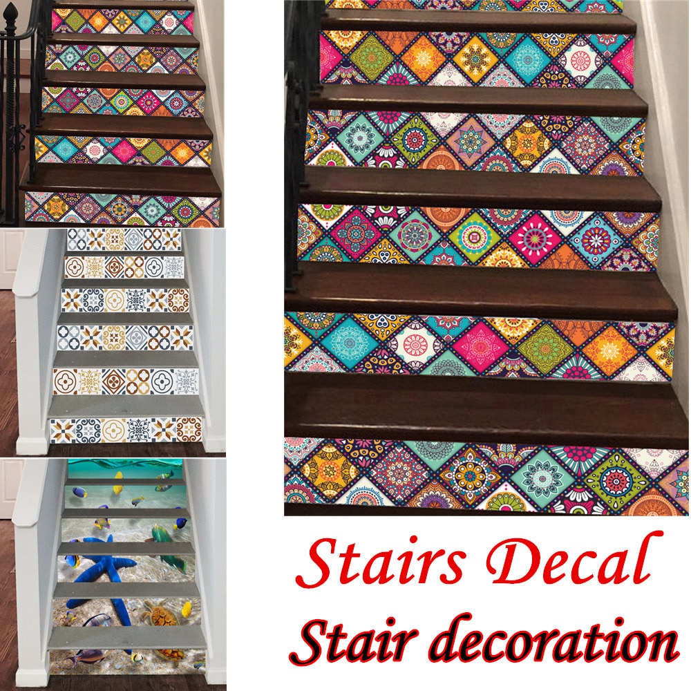 6pcs Staircase Stair Stickers Riser Floor Sticker ... – Vicedeal