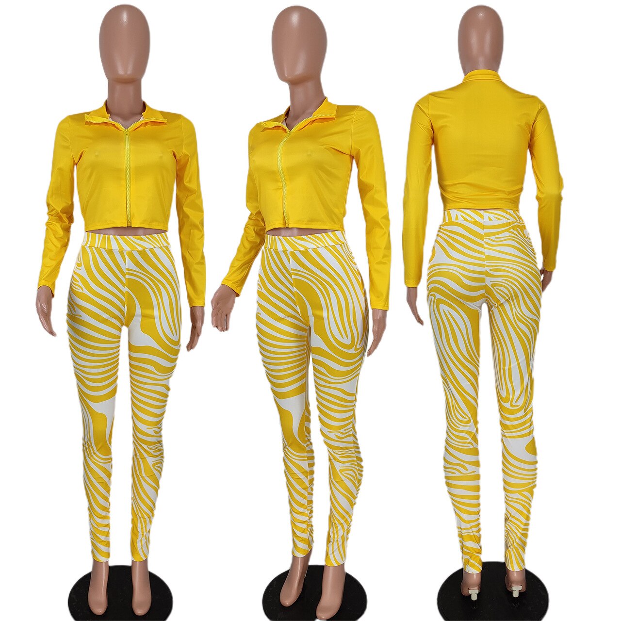 Office Lady Yellow Two Piece Pant Suit Female Trac... – Grandado