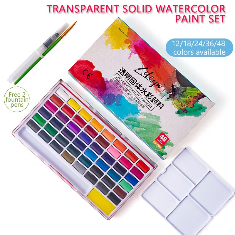 12/24/36/48 Colors Solid Watercolor Paints Set Wit... – Grandado