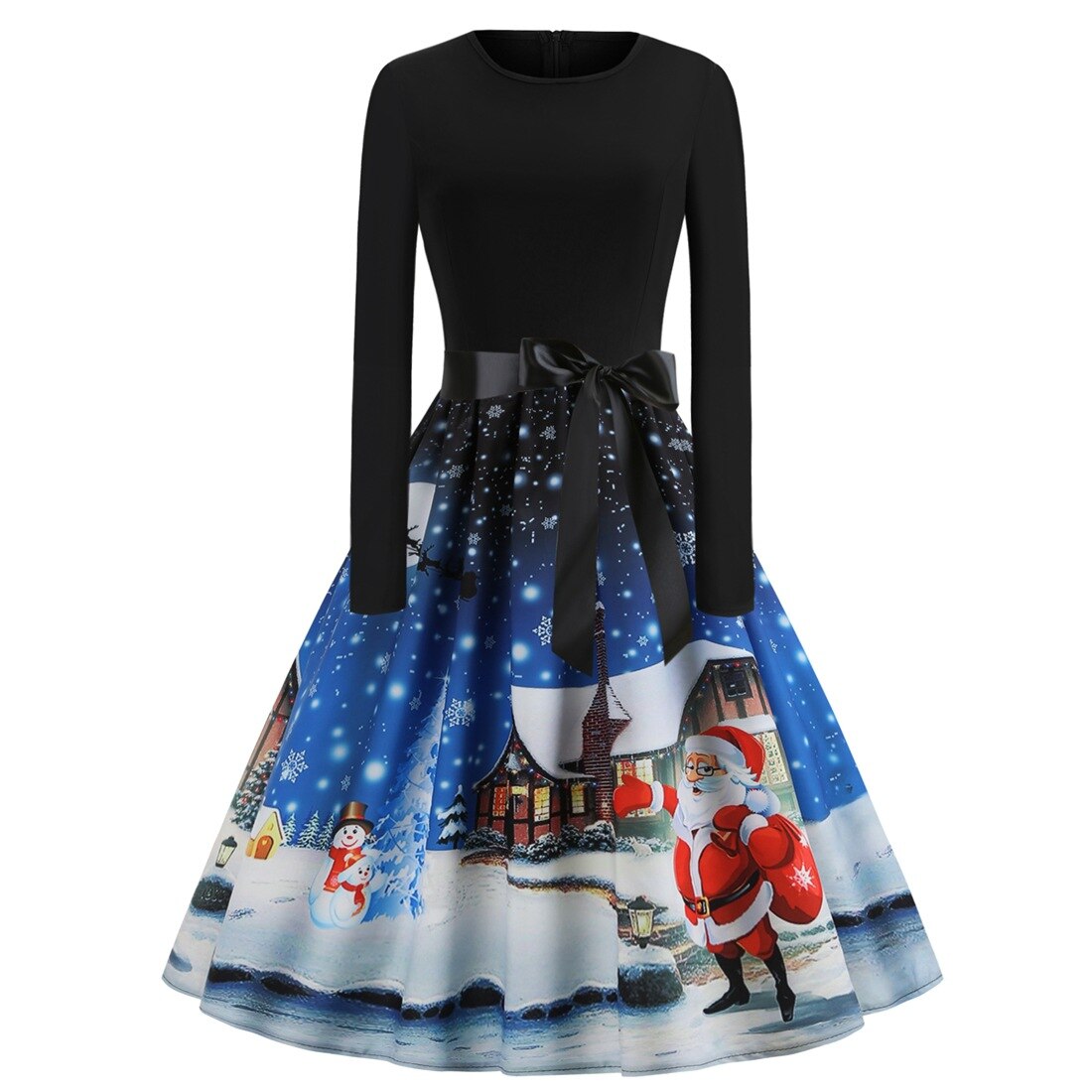 Fancy Santa Claus snow House Printed woman dress H... – Grandado