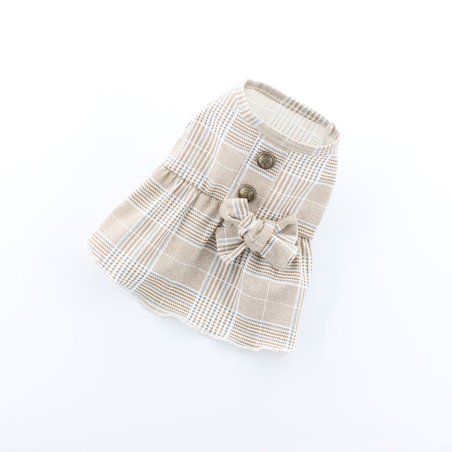 Summer Clothes for Dogs Cute Plaid Fresh Khaki Sui... – Grandado