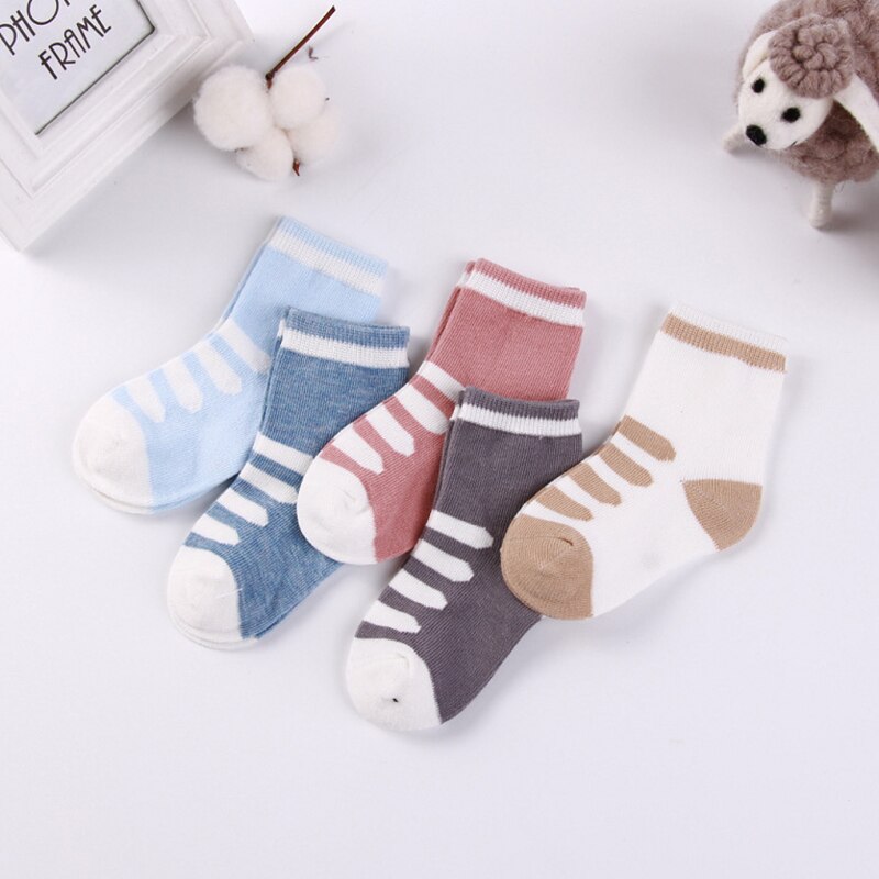 5 Pair Safe Knit Comfort Cotton Soft Newborn Socks... – Grandado