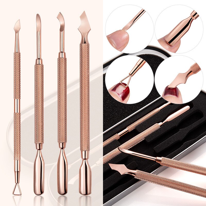 4 Stks/doos Rvs Cuticle Pusher Rose Gold Nail Gel ... – Grandado