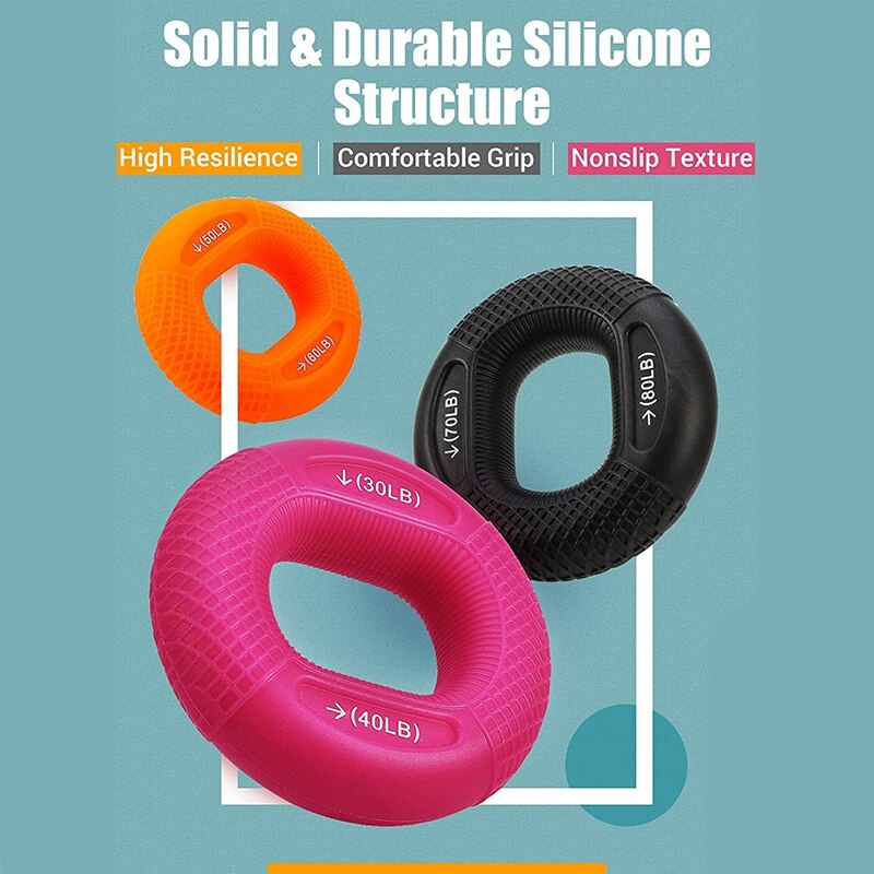 Hand Grip Strengthener Rings, 3 Pack Silicone Sque... – Vicedeal