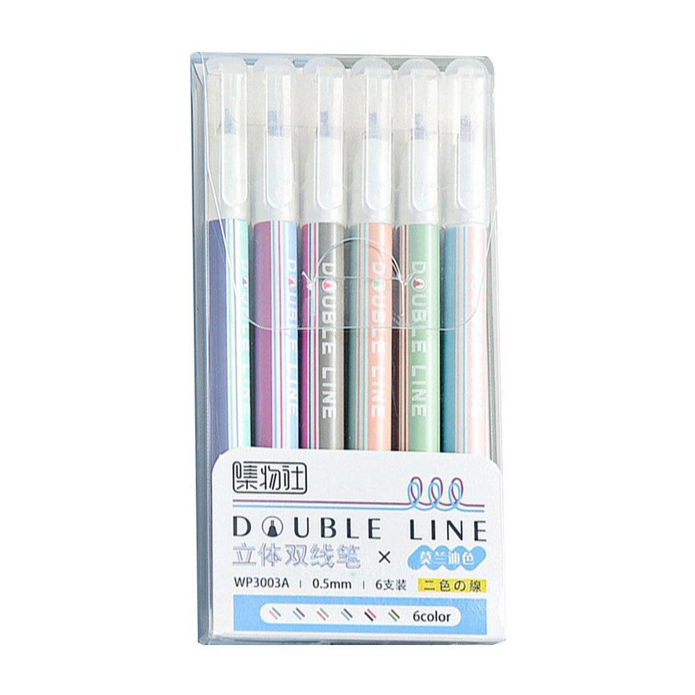 6 unids/set Morandi Color doble línea fluorescente... – Grandado