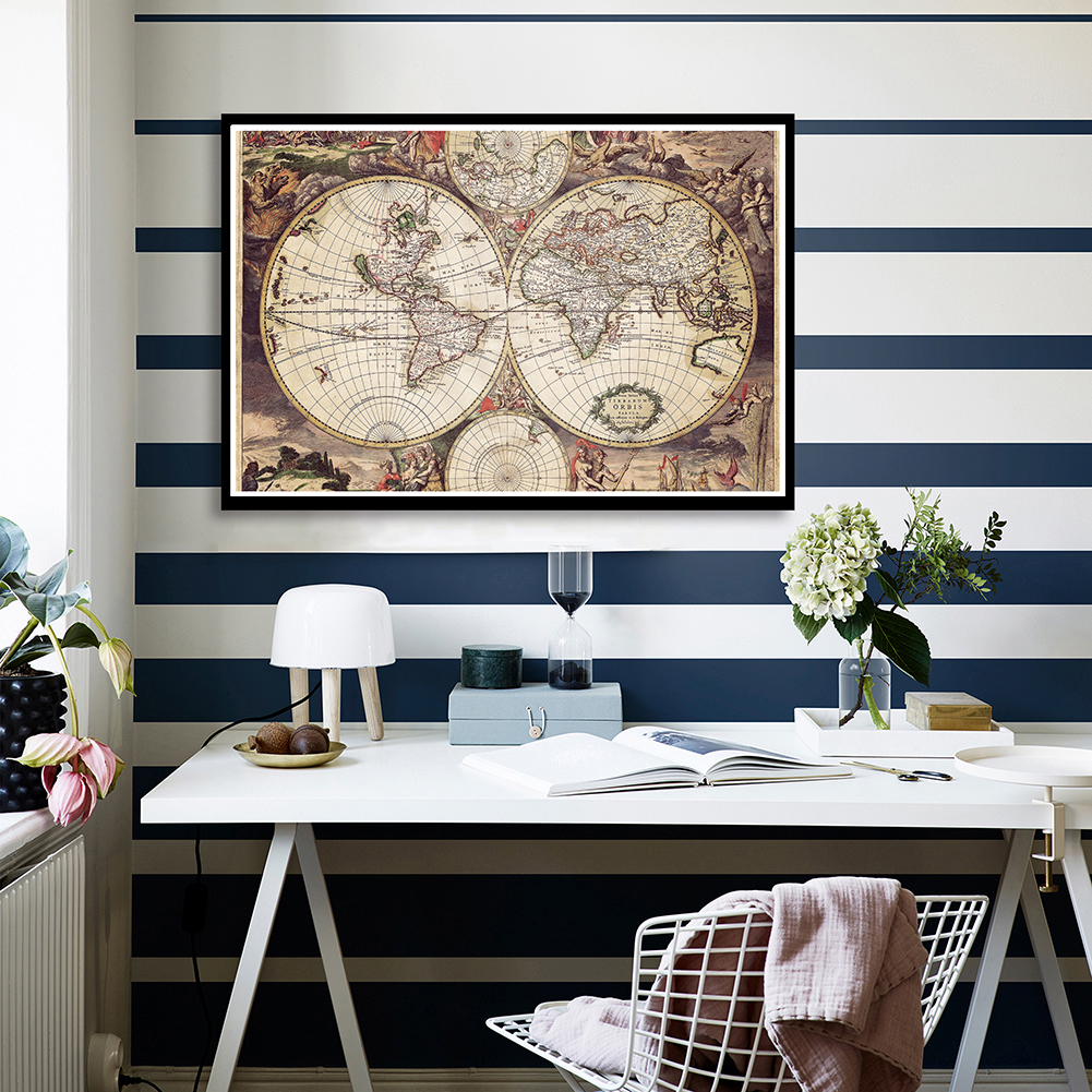 84*59cm The Retro World Map Medieval Canvas Painti... – Vicedeal