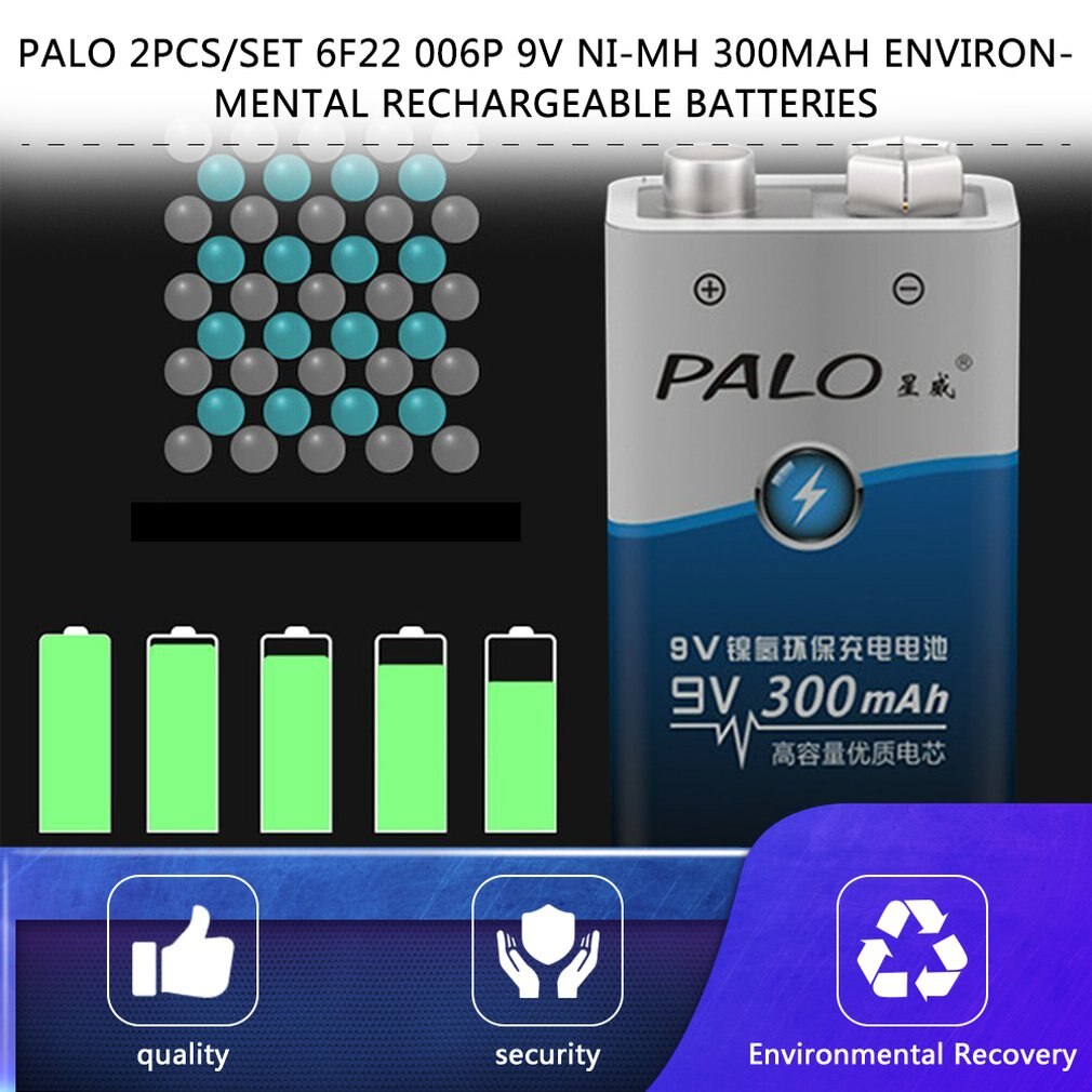 PALO 2pcs/set 6F22 006p Batttery 9V NI-MH 300mah B... – Vicedeal