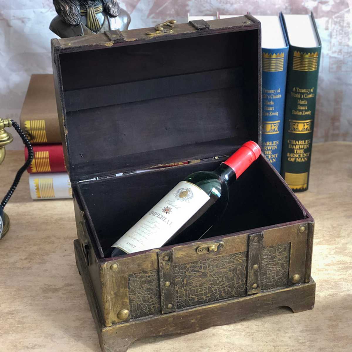 S/L Chic Vintage Wooden Pirate Treasure Chest Box ... – Grandado