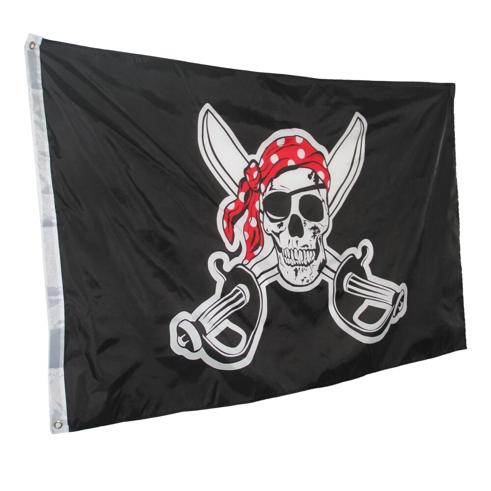90*150cm red scarf Skull Pirate Polyester Flag Fly... – Grandado