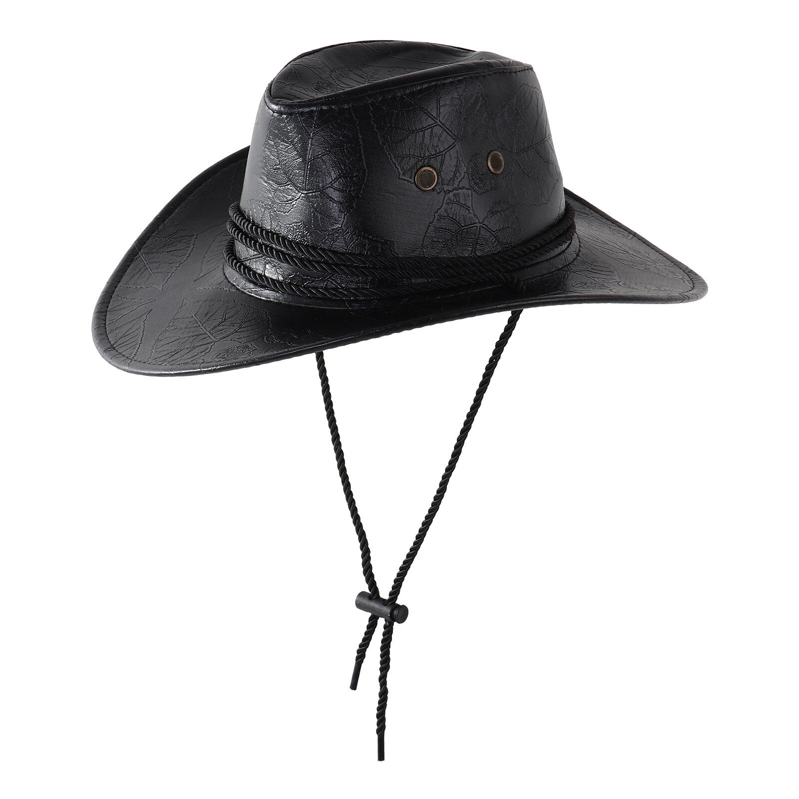 Western Cowboy Hat Retro PU Leather Rider Cap Adju... – Grandado