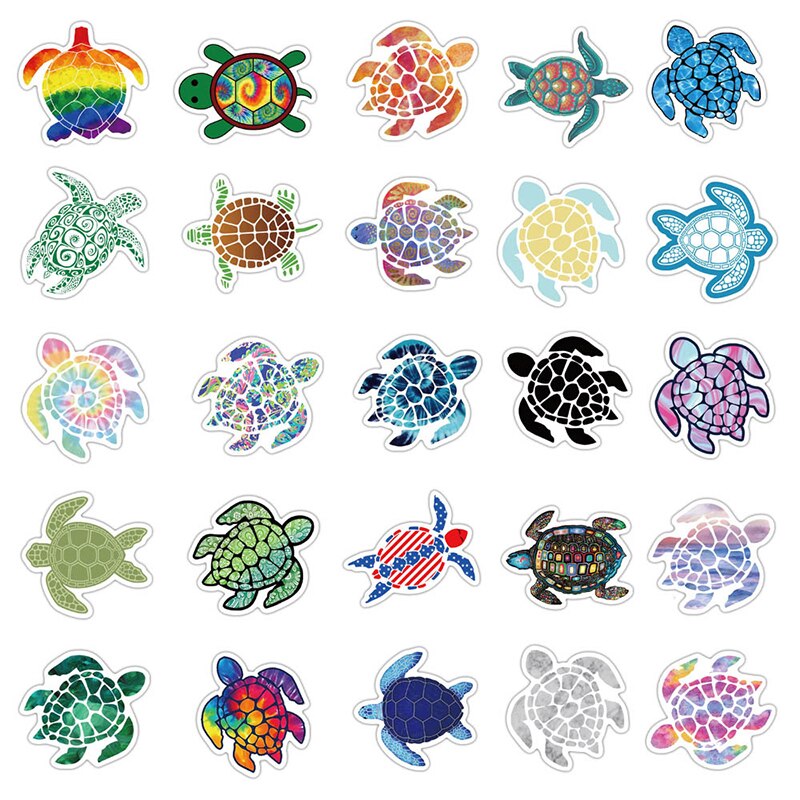 50PCS Colorful Turtle Cartoon Cute Animal Sticker ... – Vicedeal