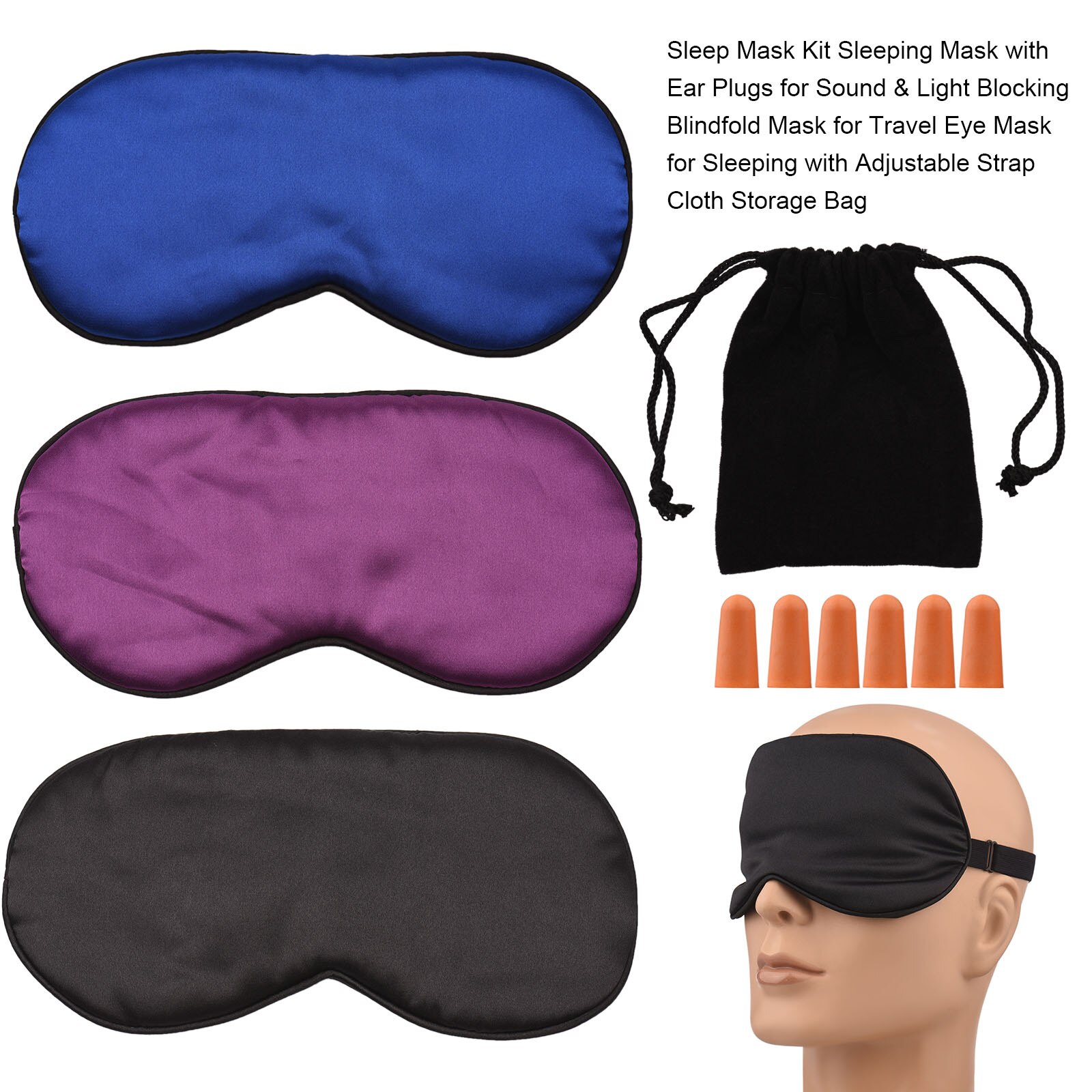 Sleep mask Kit Sleeping Eye Mask with Ear Plugs fo... – Vicedeal