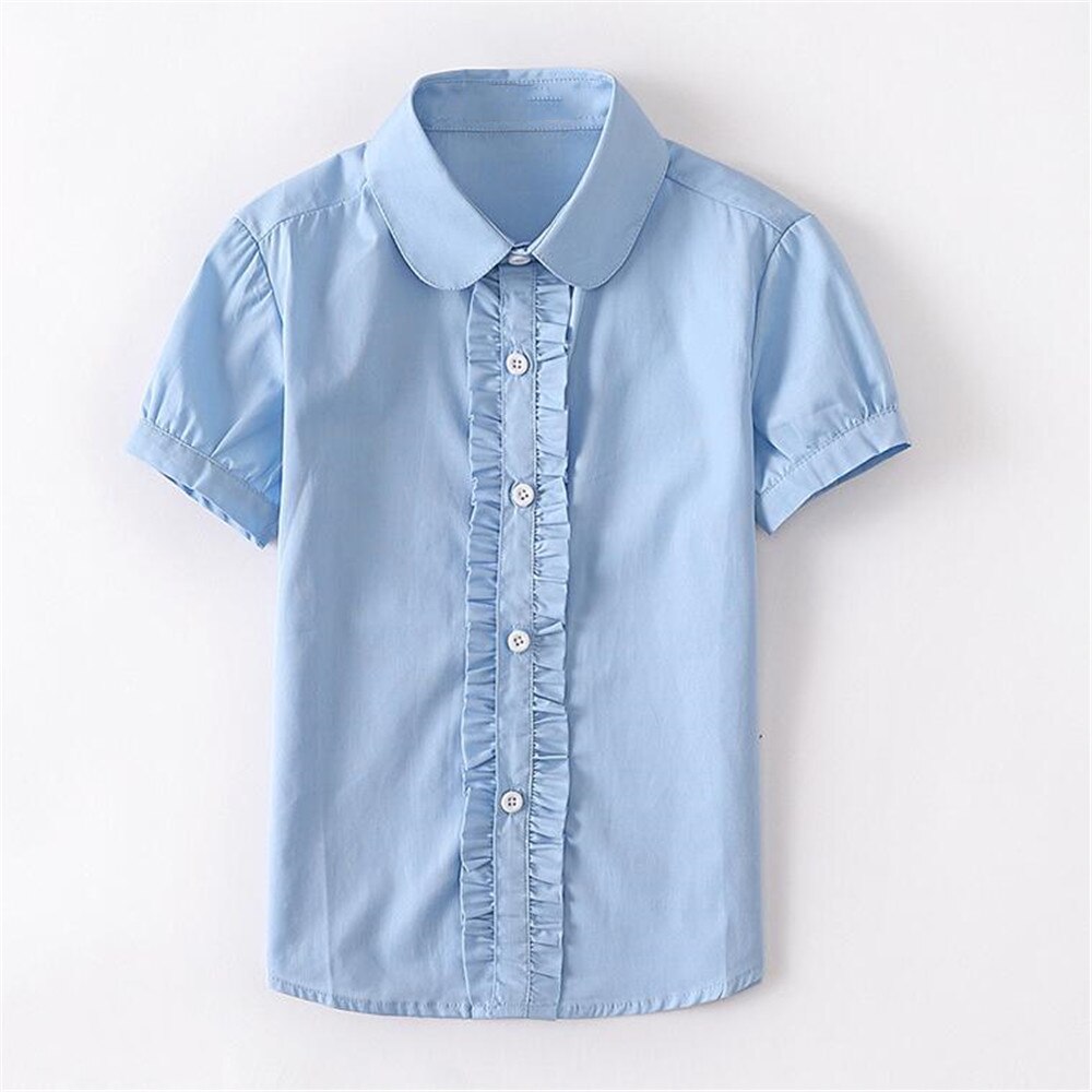 Summer Kids Blue Shirts for Girls School Uniform W... – Grandado