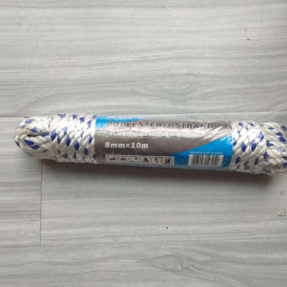 Rope Polyester 3 strand twisted ropes Dia 8mm Leng... – Grandado