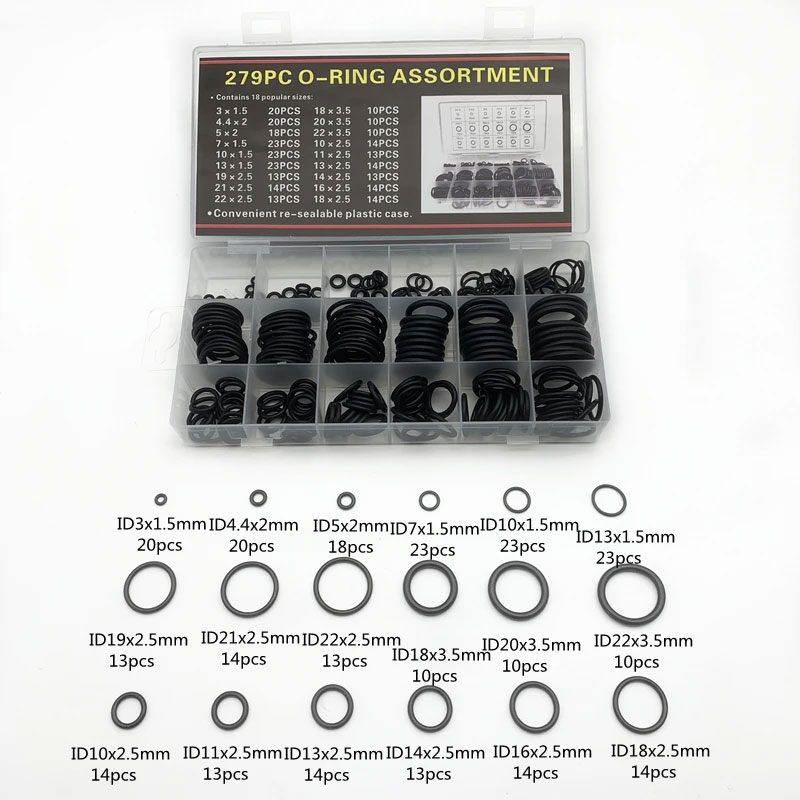 Doos Rubber NBR O Ring CS 1.5mm Assortiment Zwarte... – Vicedeal