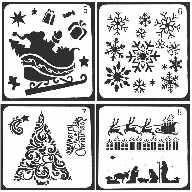 8pcs Christmas Pattern Embossing Template Stencil ... – Vicedeal