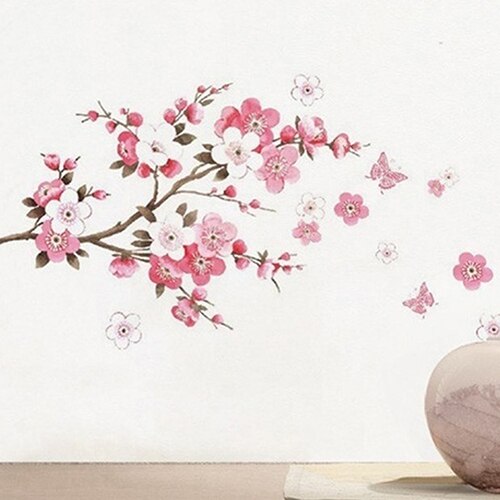 Pink Cherry Blossom Flower Wall Stickers Decals Ro... – Vicedeal