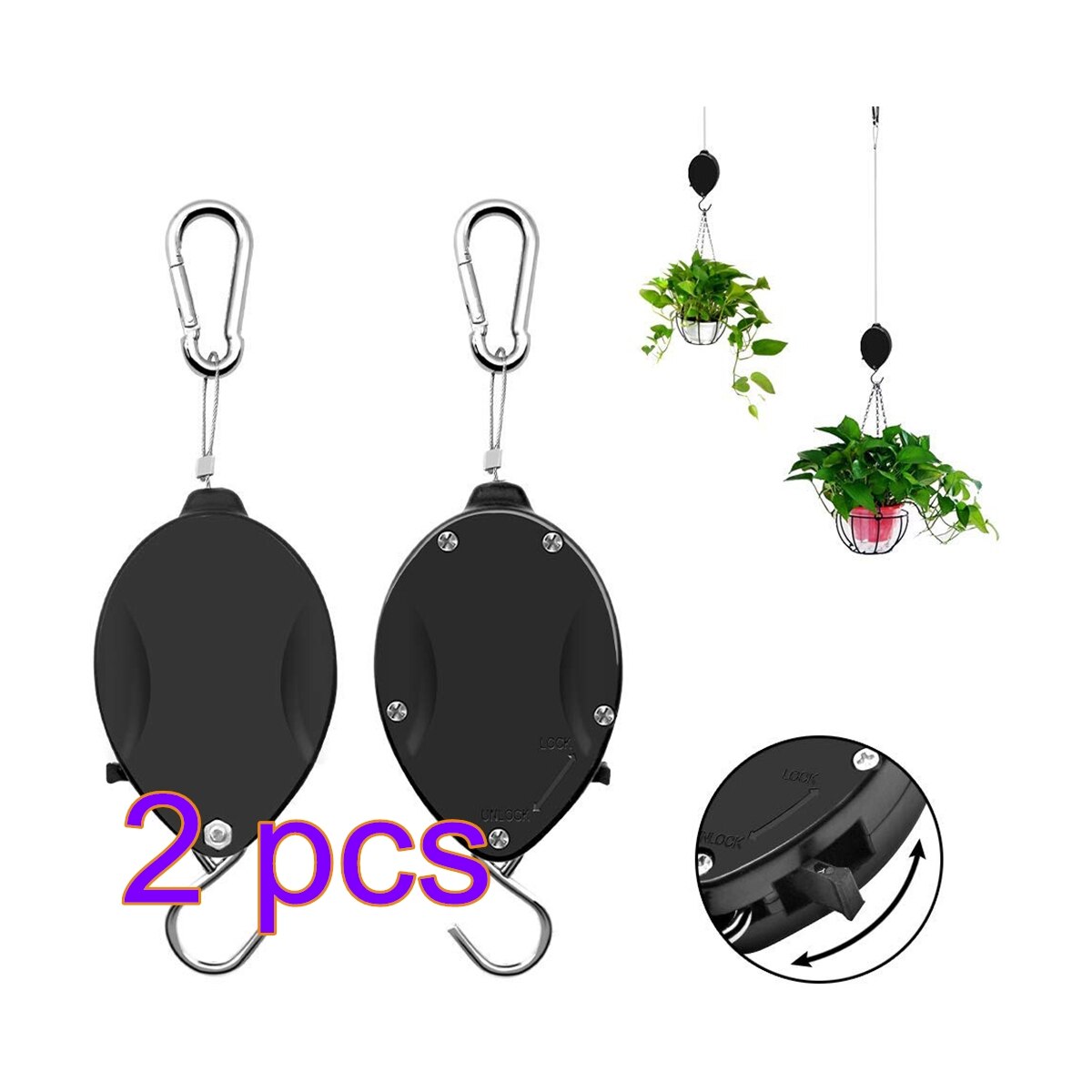 Adjustable Plant Hanger Hook Retractable Plant Pul... – Grandado