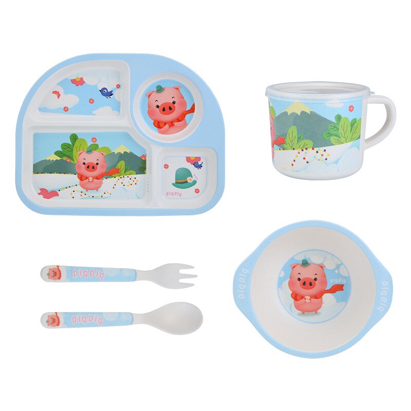 Cute Pig 5 Set Healthy Children's Cutlery Set Bamb... – Vicedeal