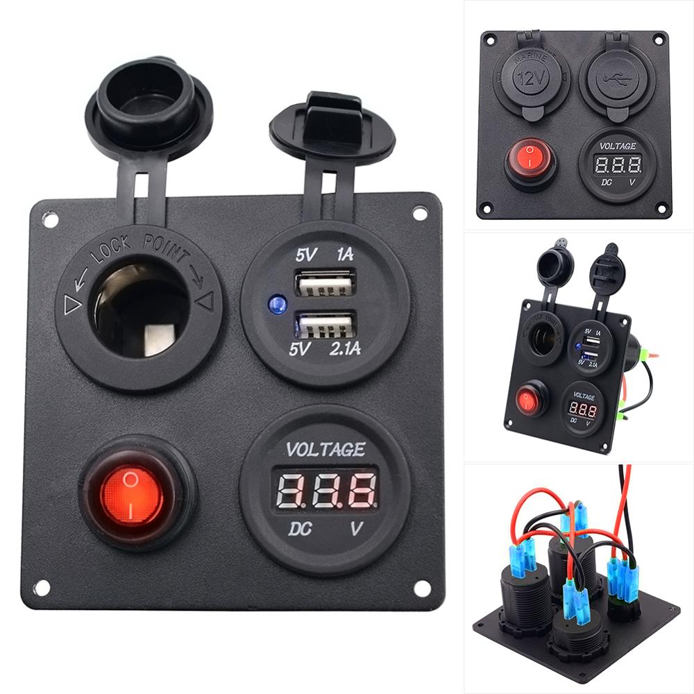 12V/24V ON-OFF Button Switch Panel Dual USB Socket... – Grandado