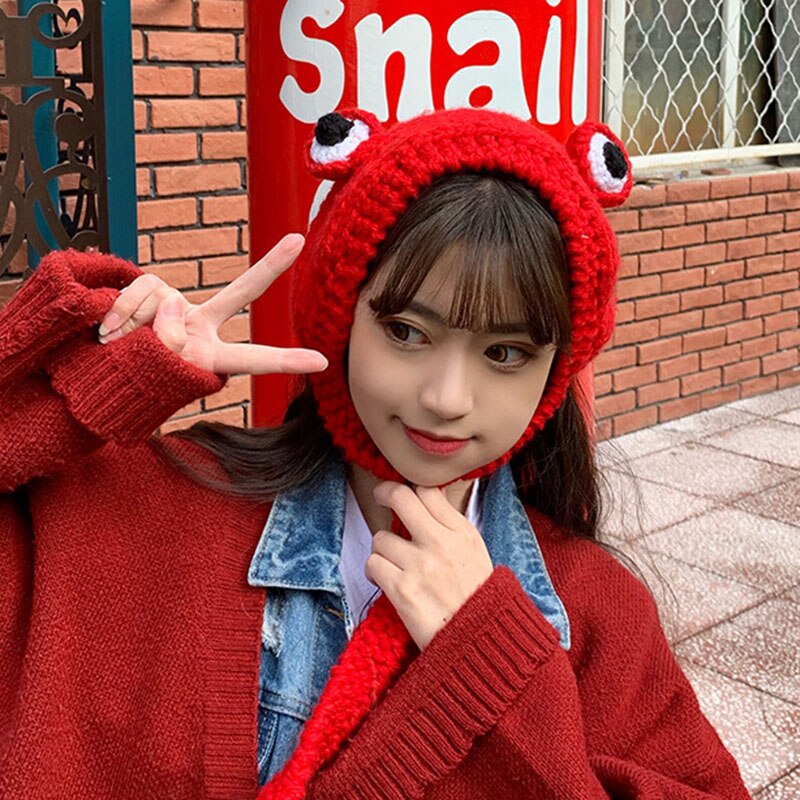 Dames Kikker Gebreide Wollen Hoed Zoete En Warme H... – Grandado