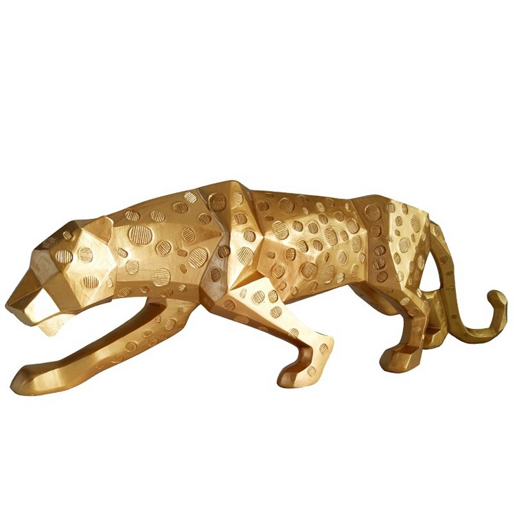 Geometric Golden Leopard Sculpture Statue Modern A... – Vicedeal