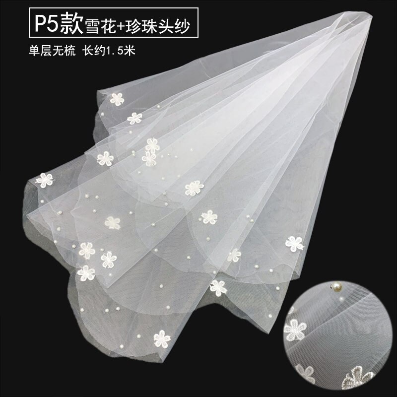 Velo de novia blanco marfil, velo de novia corto, ... – Grandado