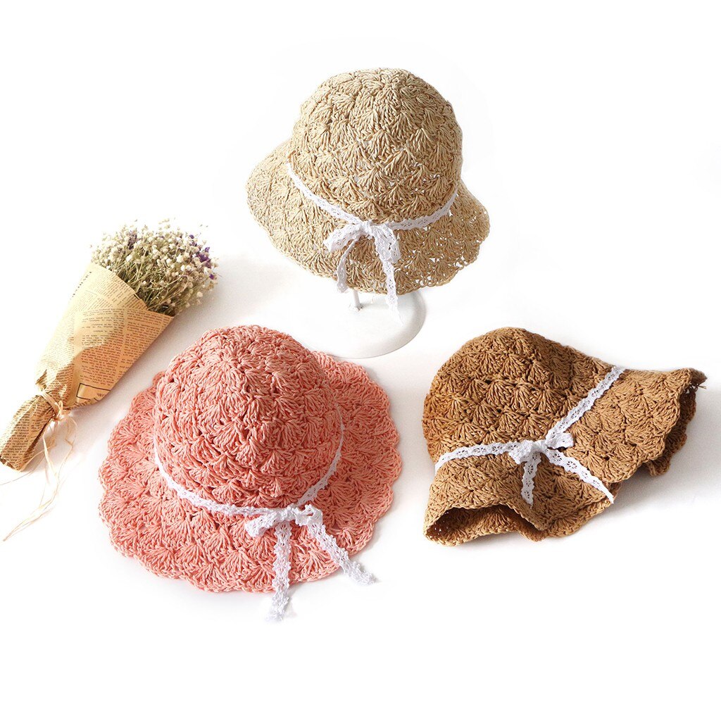 Cute Child Girls Straw hat Bowknot Sun Hat Kids La... – Vicedeal