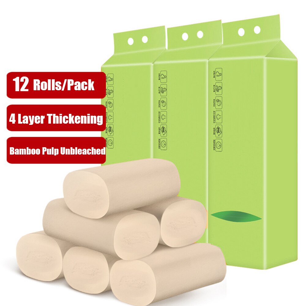 12 Rolls Skin Friendly Bamboo Toilet Paper Tissue ... – Vicedeal