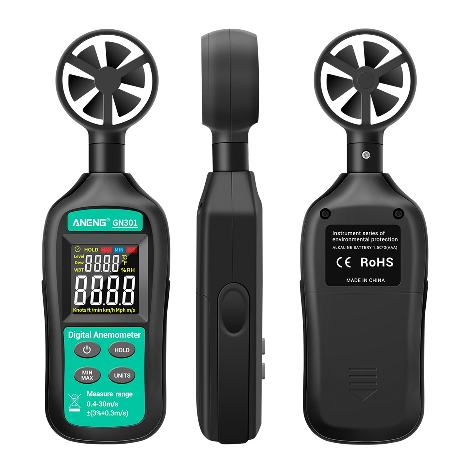 GN301 Anemometer Handheld Digitale Anemometer Hoge... – Vicedeal