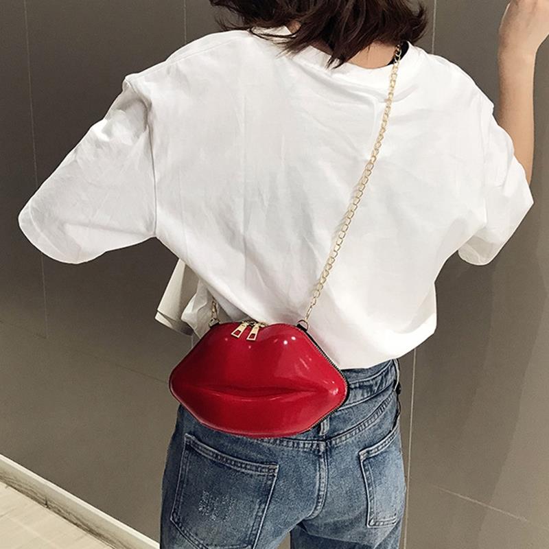 Women Red Lips Clutch Bag Ladies Pu Leather Chain ... – Grandado