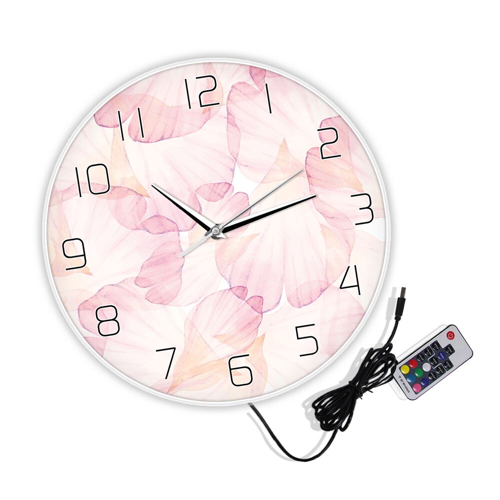 Pink Flower Petal Modern Wall Clock Girl Nursery B... – Grandado